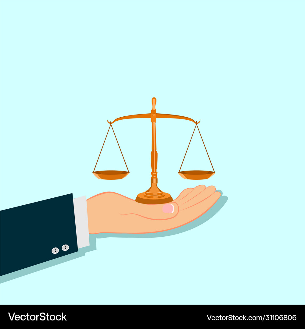 Scales and handsfair business idea Royalty Free Vector Image