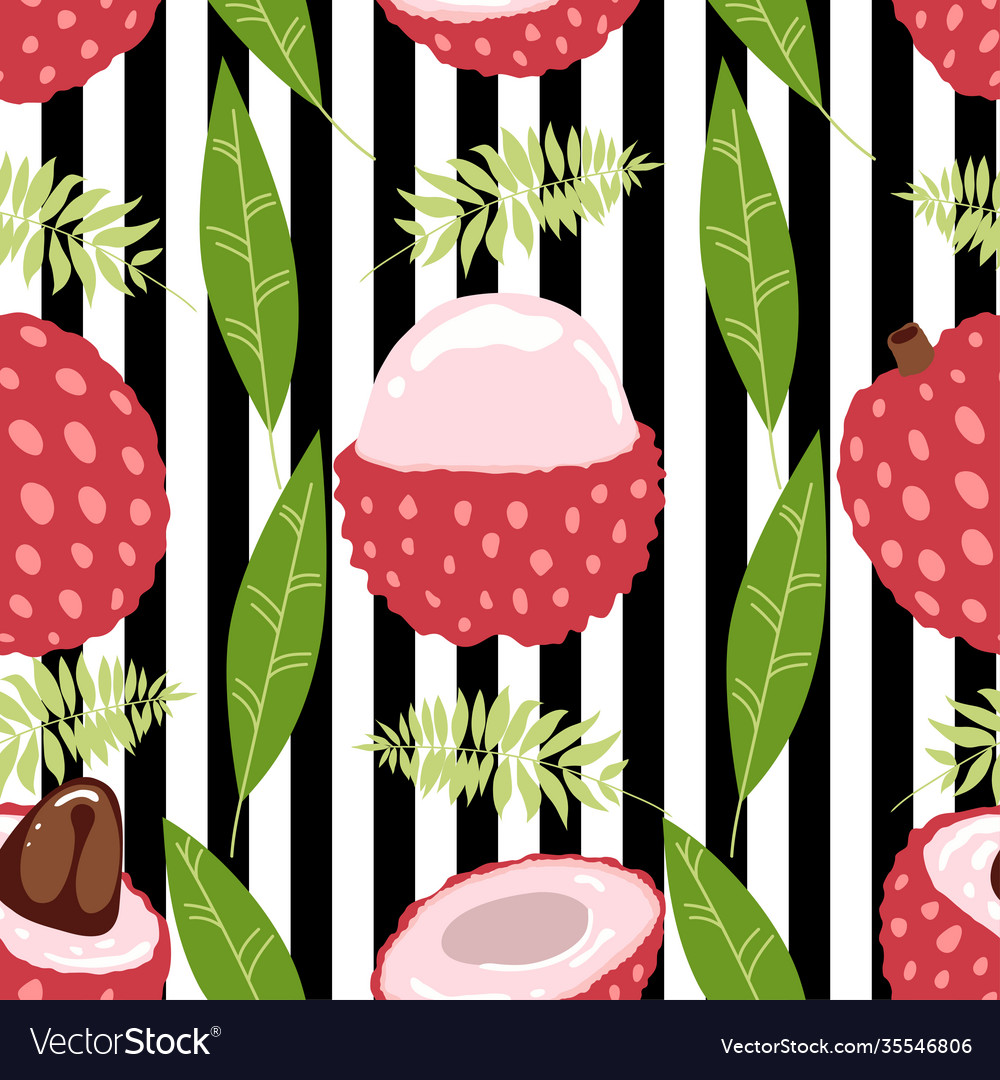 Seamless pattern lychee - tropical fruit Vector Image
