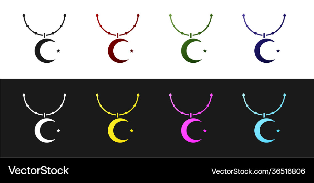 Set star and crescent on chain - symbol islam Vector Image