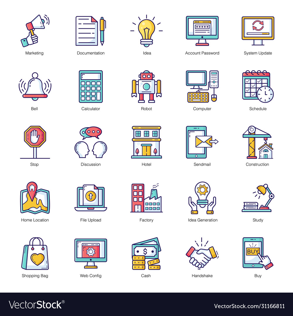 3 pack data flat icons Royalty Free Vector Image