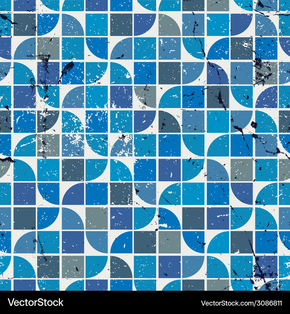 Blue seamless aged mosaic background vintage Vector Image