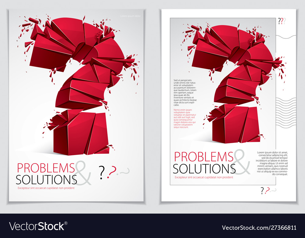 Broken question mark exploding brochure or flyer Vector Image