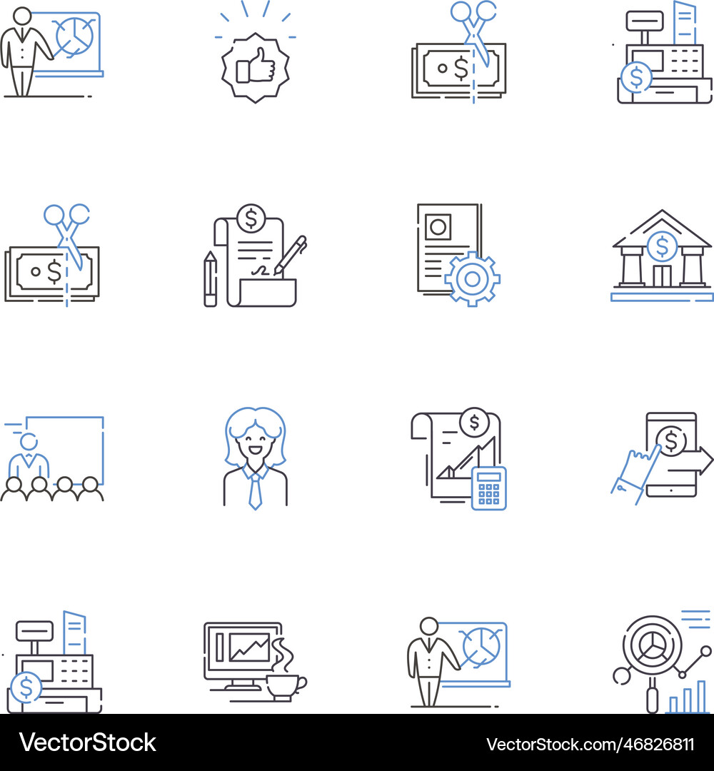 Budgetary control line icons collection planning Vector Image