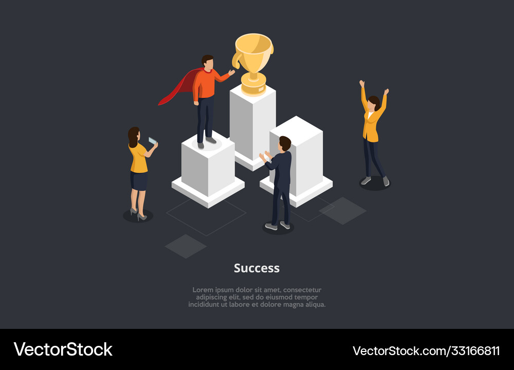 Business success concept in isometric Royalty Free Vector