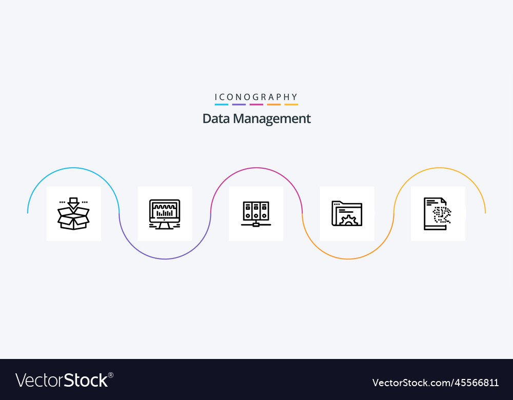 Data management line 5 icon pack including Vector Image