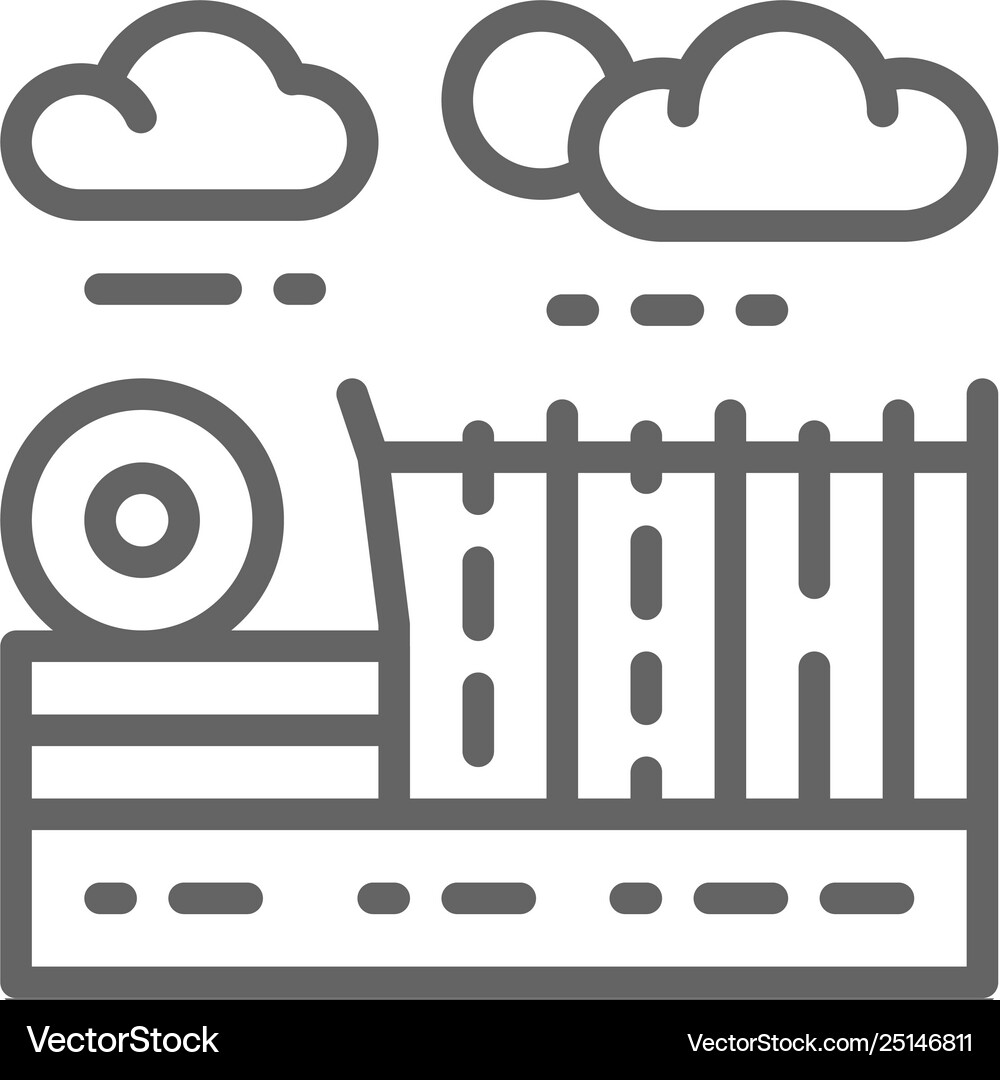 Farm and farming fields landscape line icon Vector Image