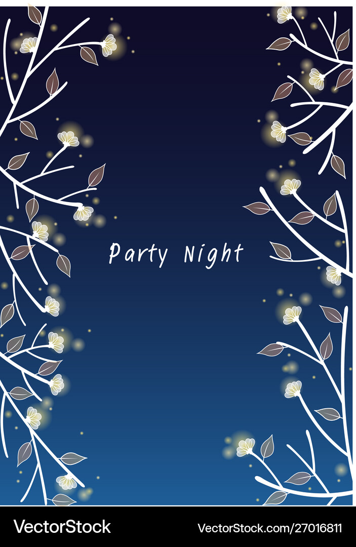 Flower and leaves light on night background Vector Image