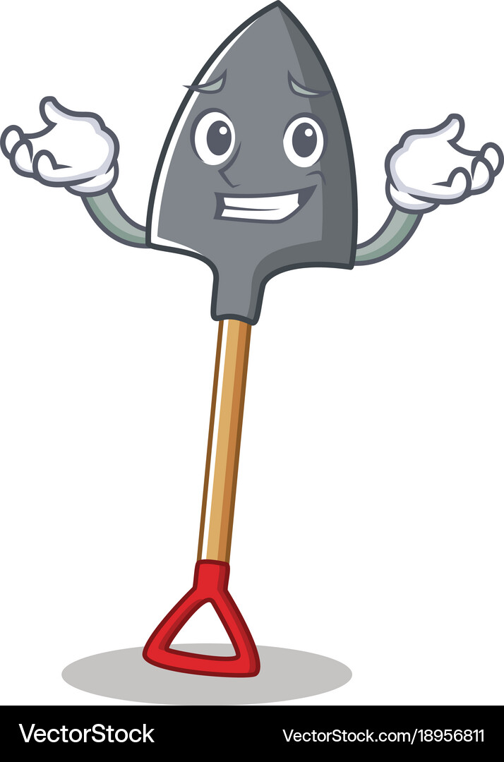 Grinning shovel character cartoon style Royalty Free Vector