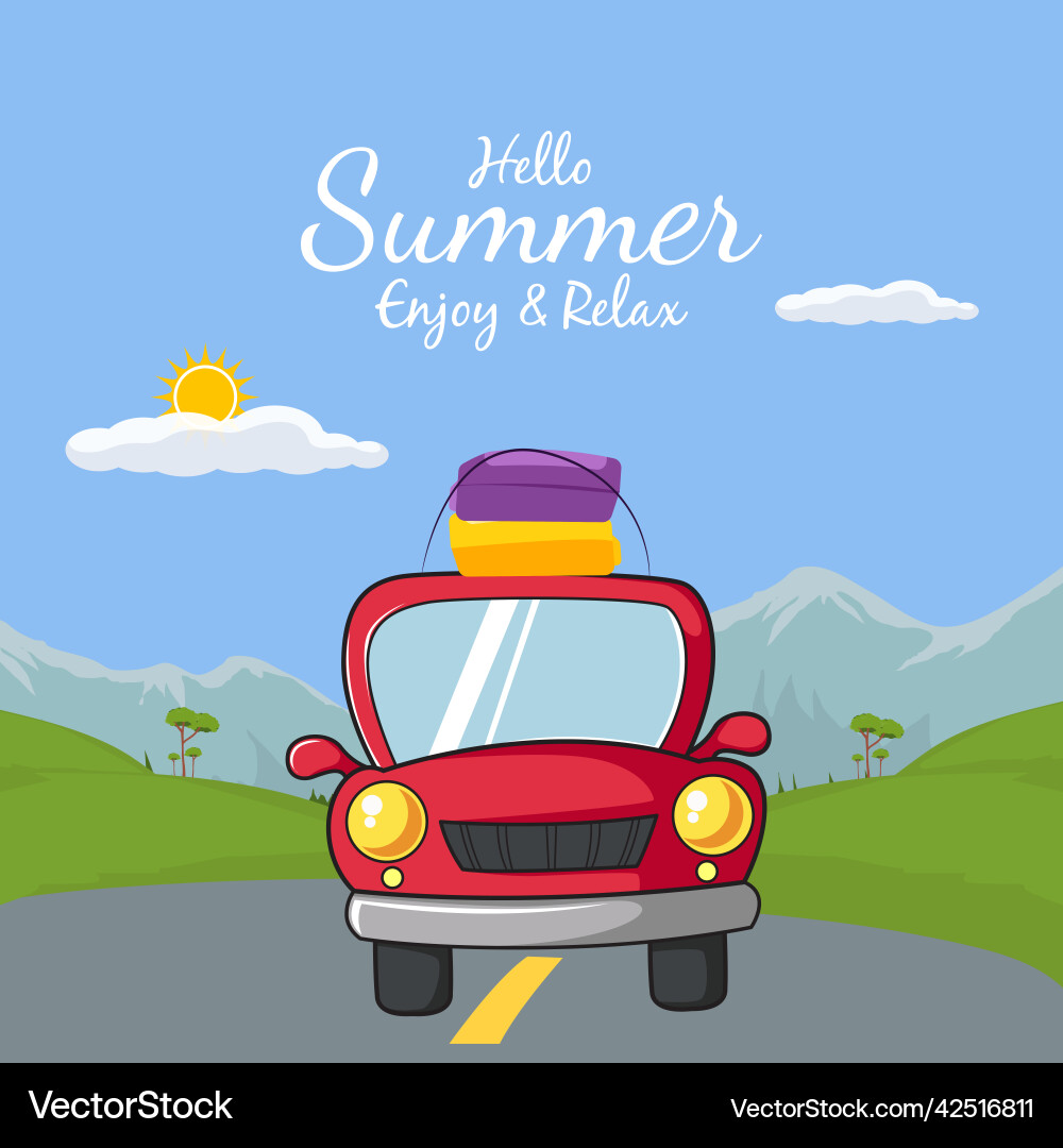 Hello summer enjoy and relax banner design Vector Image