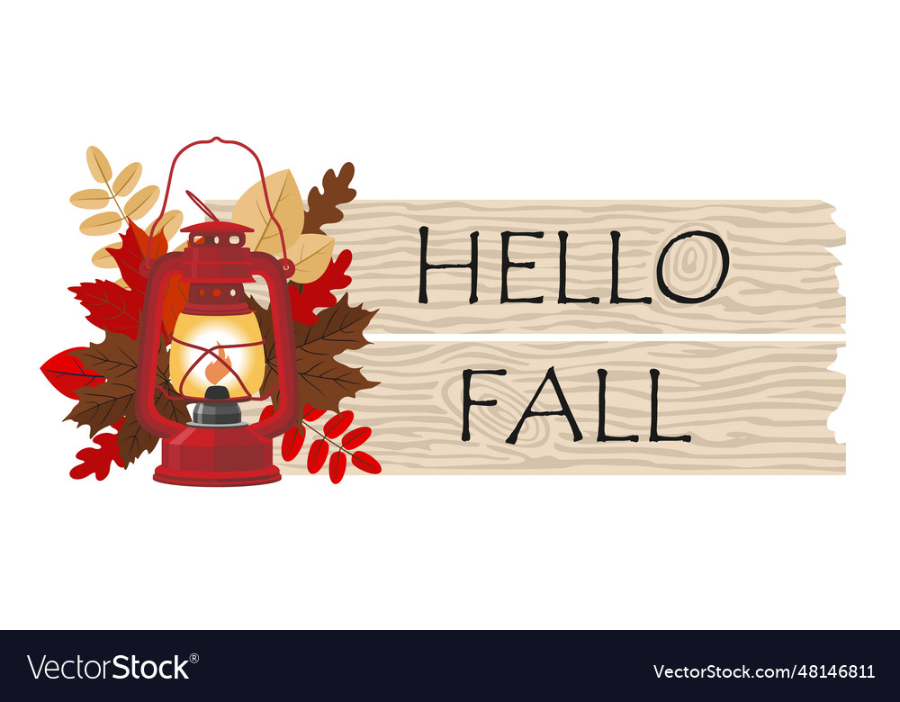 Lantern hello fall Royalty Free Vector Image - VectorStock