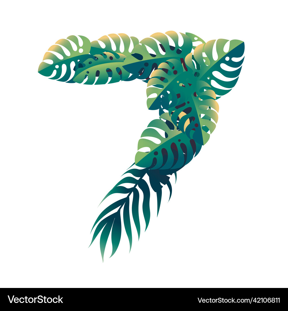 Leaf number 7 with different types of green Vector Image