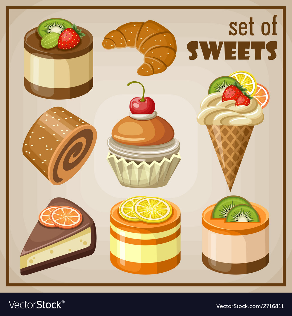 Set of sweets Royalty Free Vector Image - VectorStock