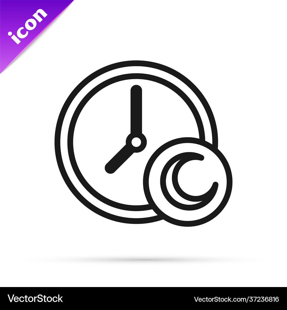 Black line time to sleep icon isolated on white Vector Image