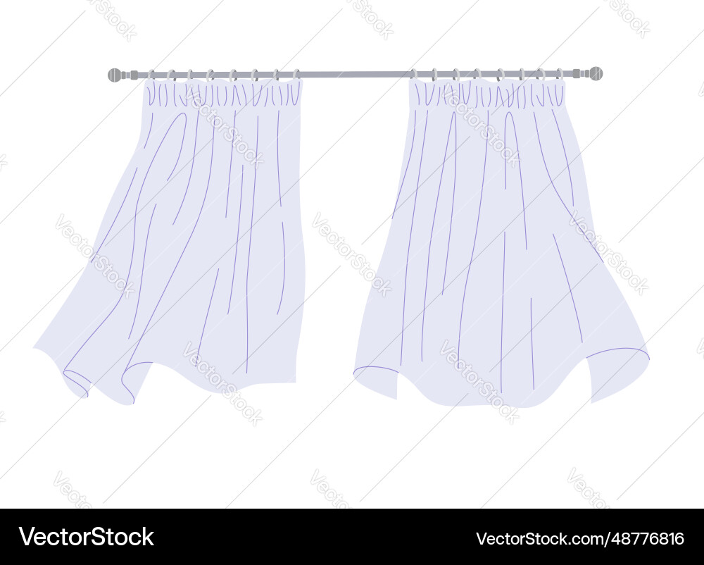 Blue curtains hanging on the rod Royalty Free Vector Image