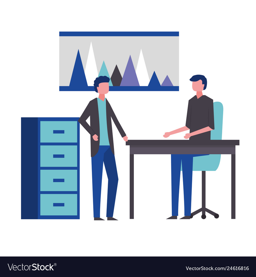 Business men office working Royalty Free Vector Image
