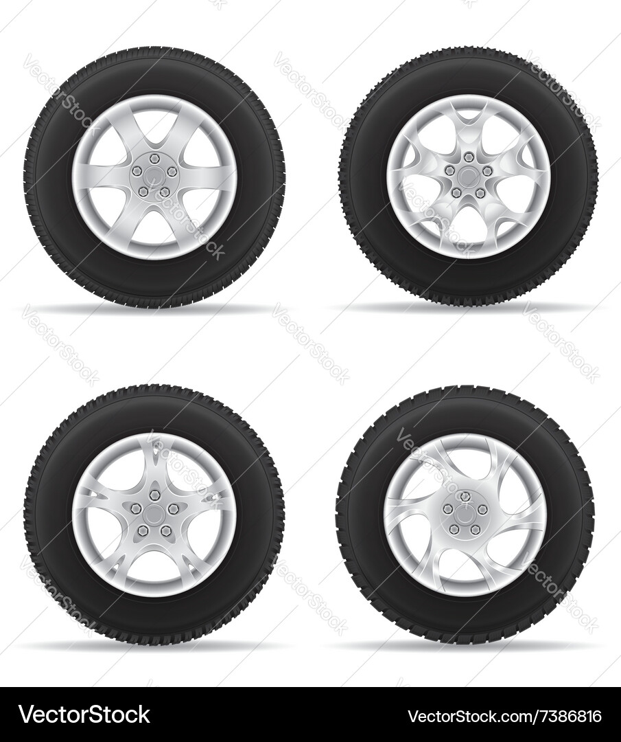 Car Tires on White Background Royalty Free Vector Image