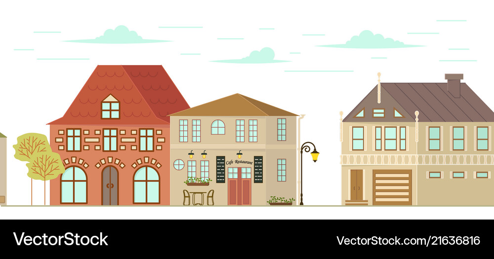 City street with shops Royalty Free Vector Image