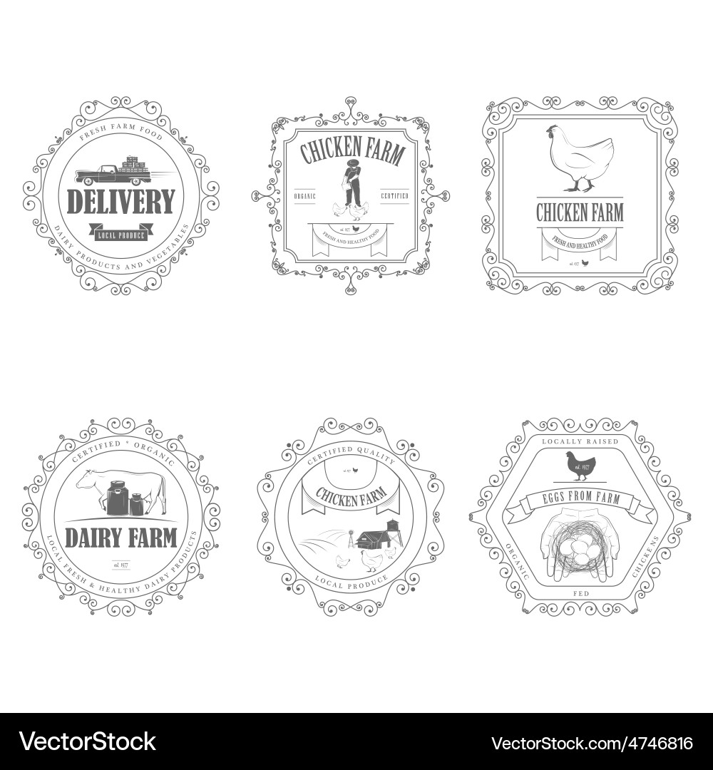 Farm Products Badges With Ornament Royalty Free Vector Image