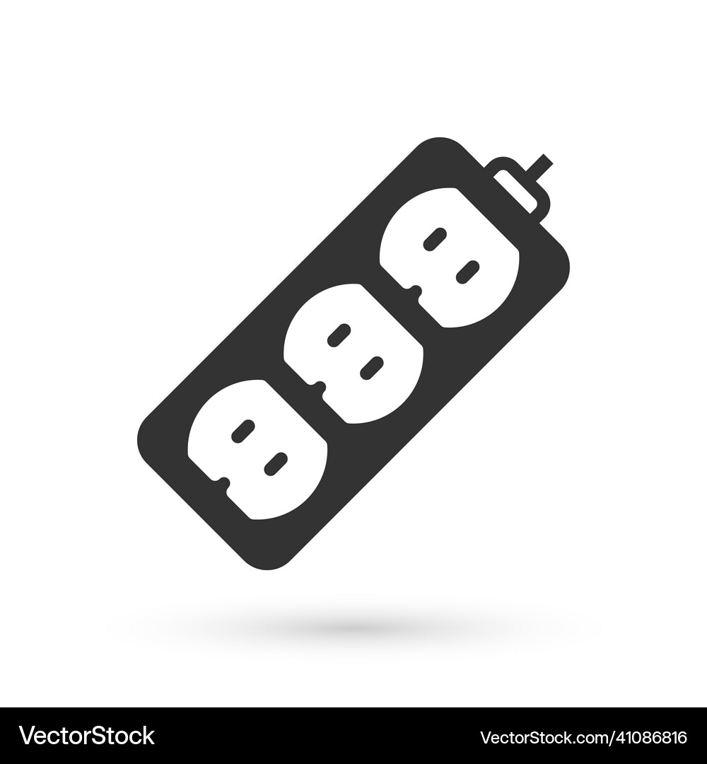 Grey electric extension cord icon isolated Vector Image