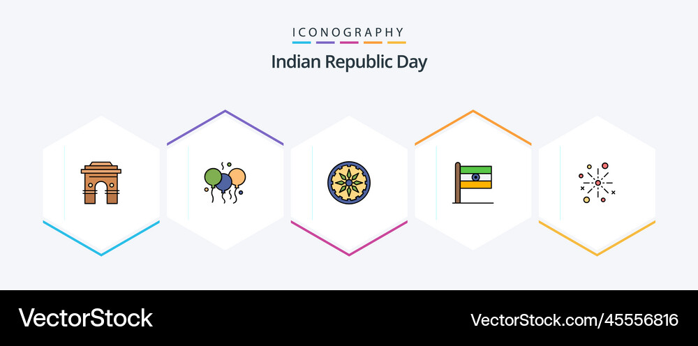 Indian republic day 25 filledline icon pack Vector Image