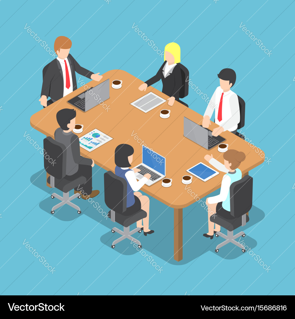 Isometric business people meeting Royalty Free Vector Image