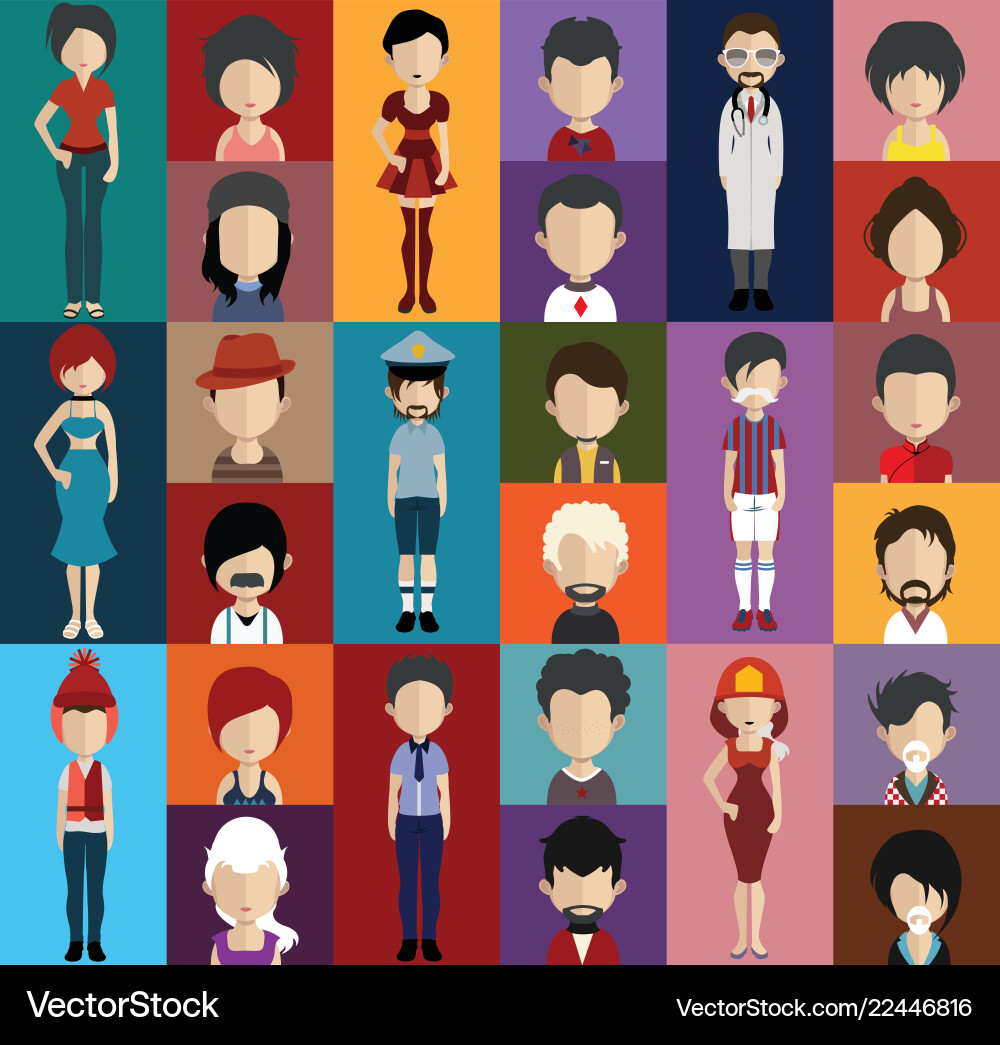 People avatar with full body and torso variations Vector Image
