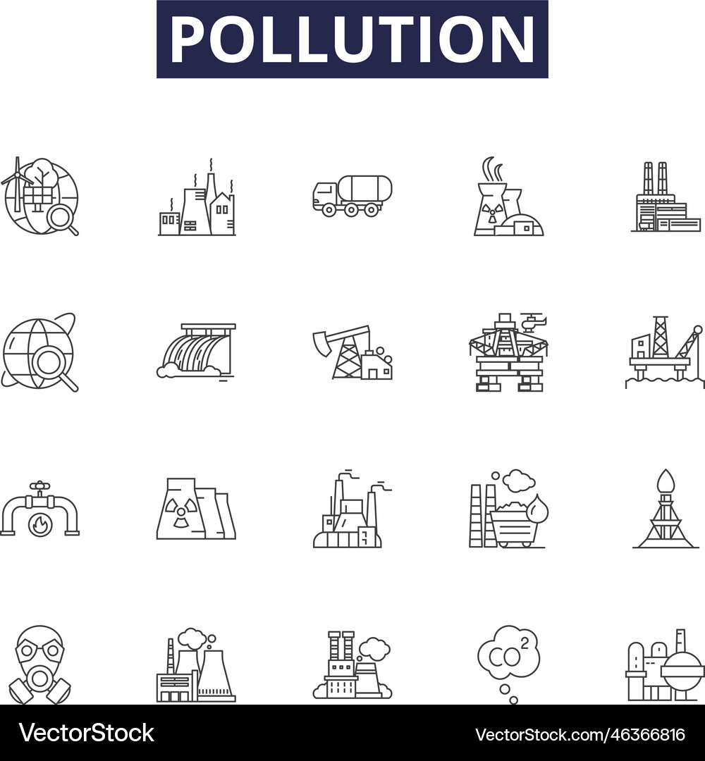 Pollution line icons and signs stench Royalty Free Vector