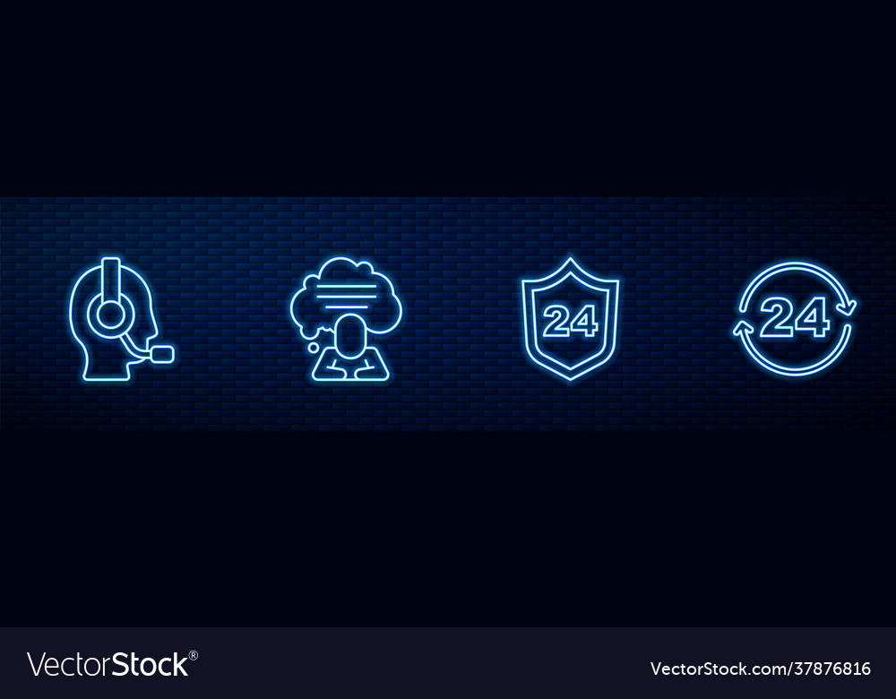 Set line telephone 24 hours support man Royalty Free Vector Set line telephone 24 hours support man Royalty Free Vector