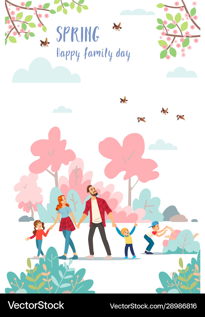 Spring family day cute poster time Royalty Free Vector Image