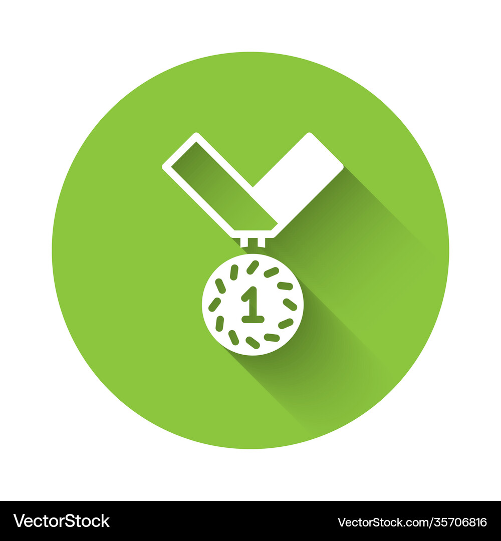 White medal icon isolated with long shadow winner Vector Image