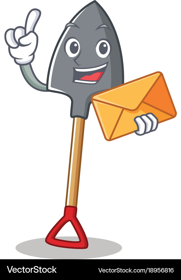 With envelope shovel character cartoon style Vector Image