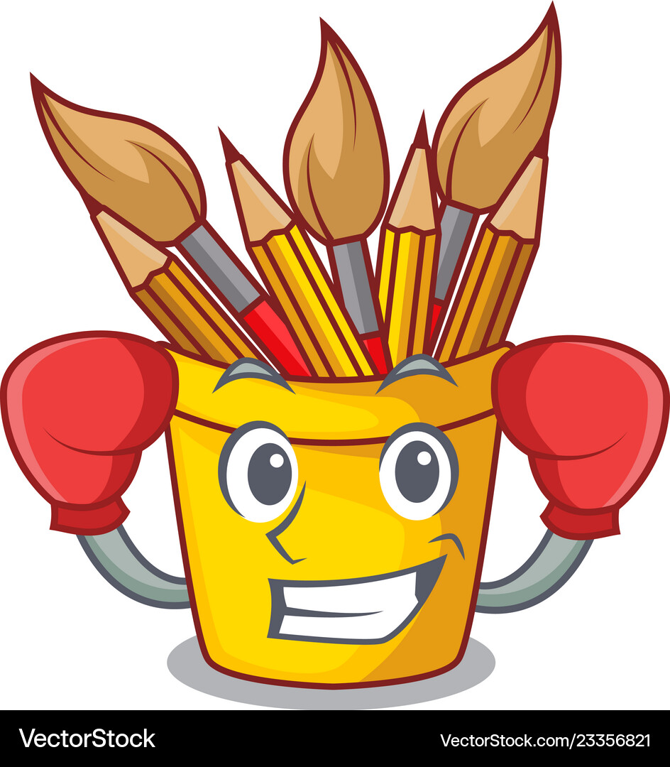Boxing pencil pot shape on the cartoon Royalty Free Vector