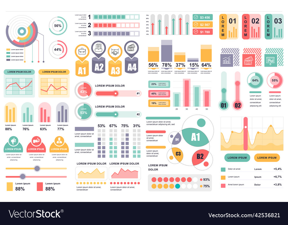 Bundle infographic elements data visualization Vector Image