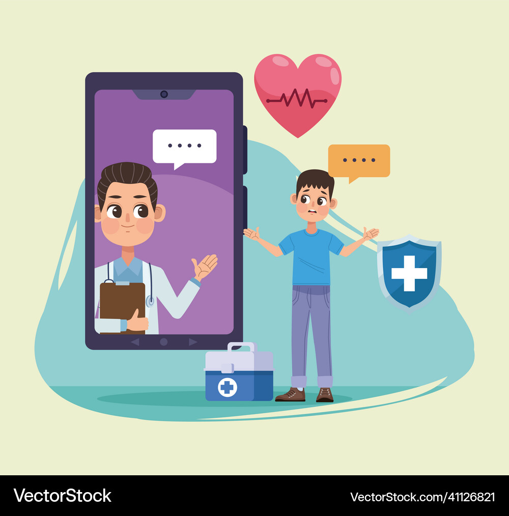 Doctor and patient in smartphone Royalty Free Vector Image