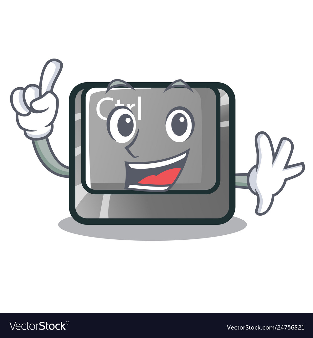 Finger ctrl button on cartoon keyboard Royalty Free Vector