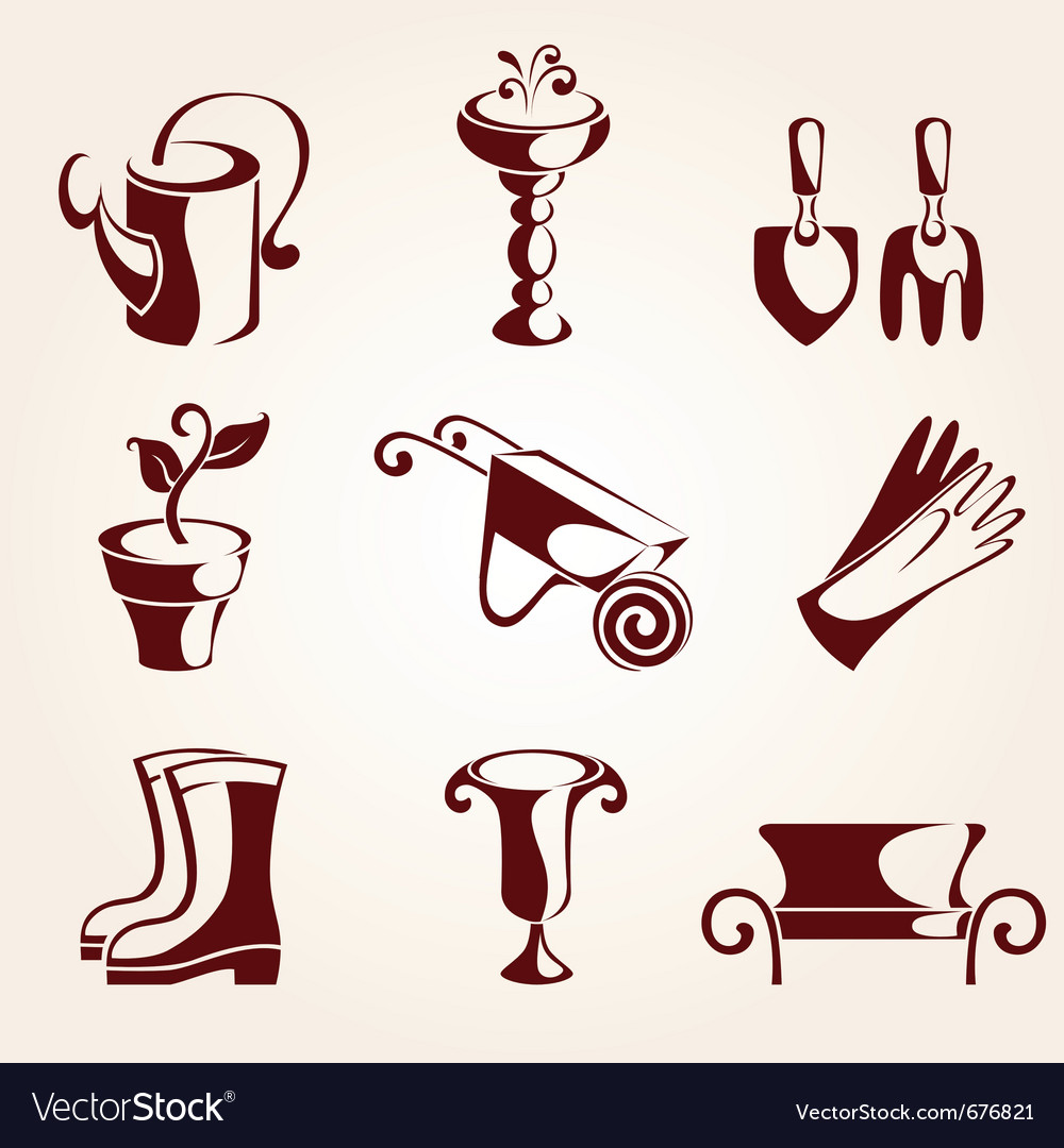 Gardening elements set Royalty Free Vector Image