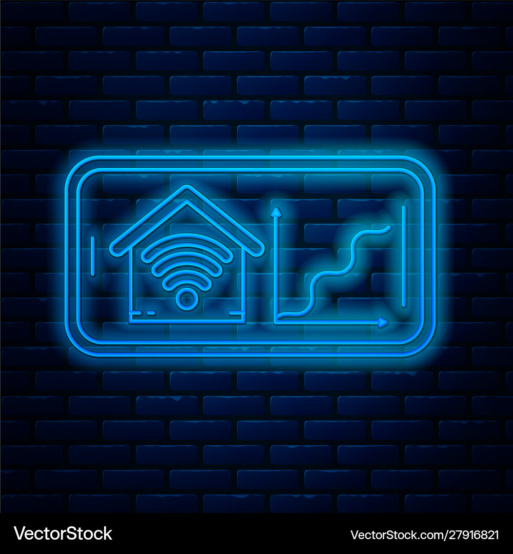 Glowing neon line mobile phone with smart home Vector Image