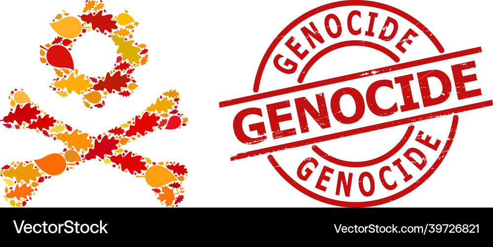 Grunge genocide watermark and death mechanics Vector Image
