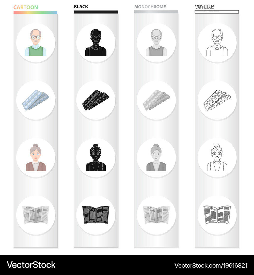 Human old age cartoon icons in set collection Vector Image