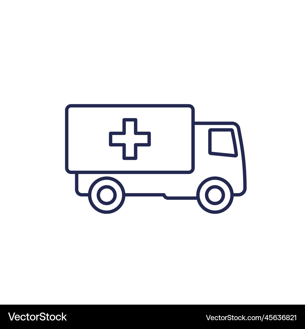 Humanitarian aid line icon with a truck Royalty Free Vector