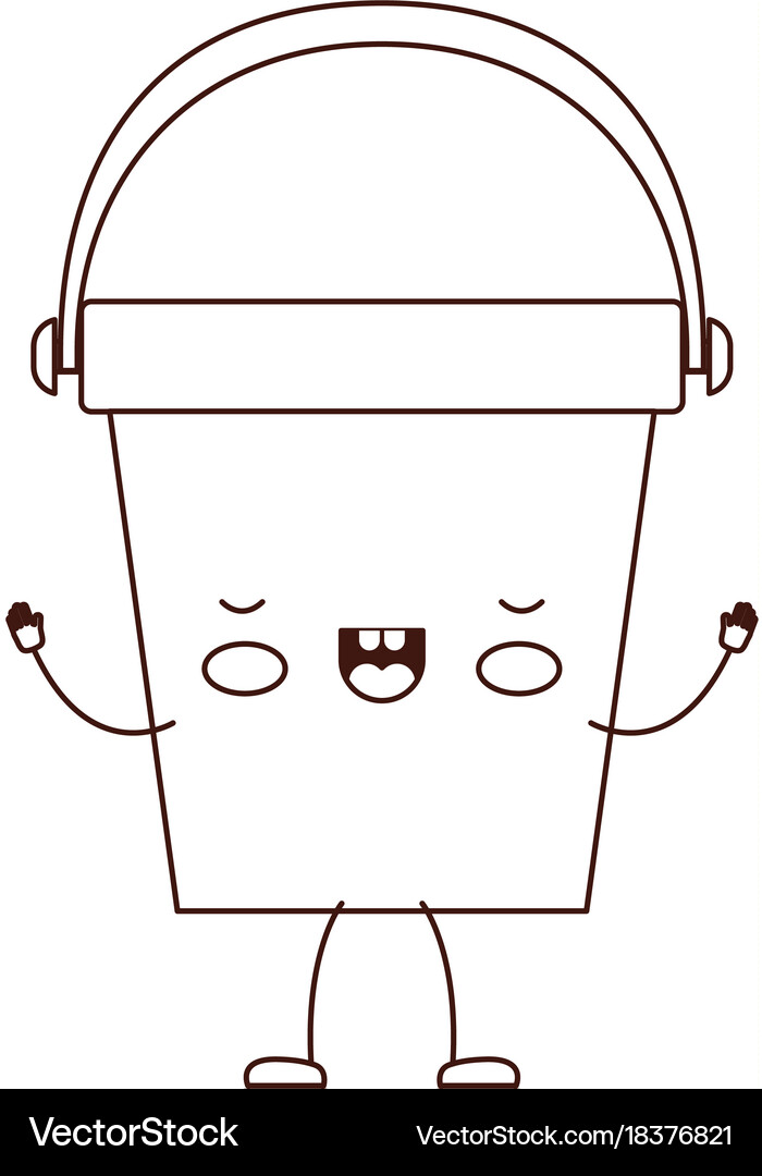 Kawaii cartoon bucket with handle in brown Vector Image