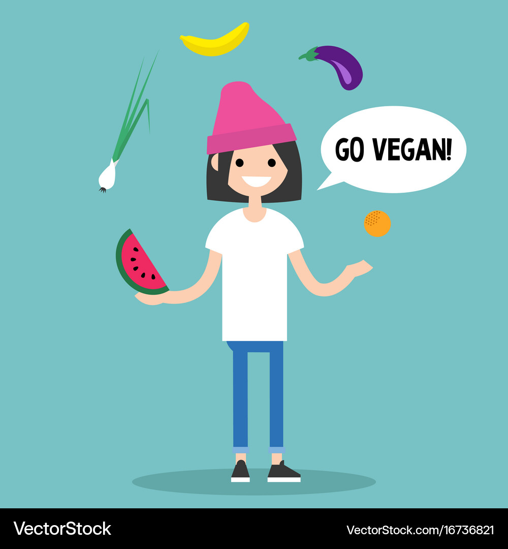 Modern lifestyle go vegan young character Vector Image
