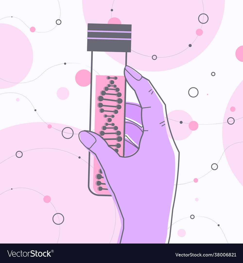 Scientist hand working with dna in test tube Vector Image