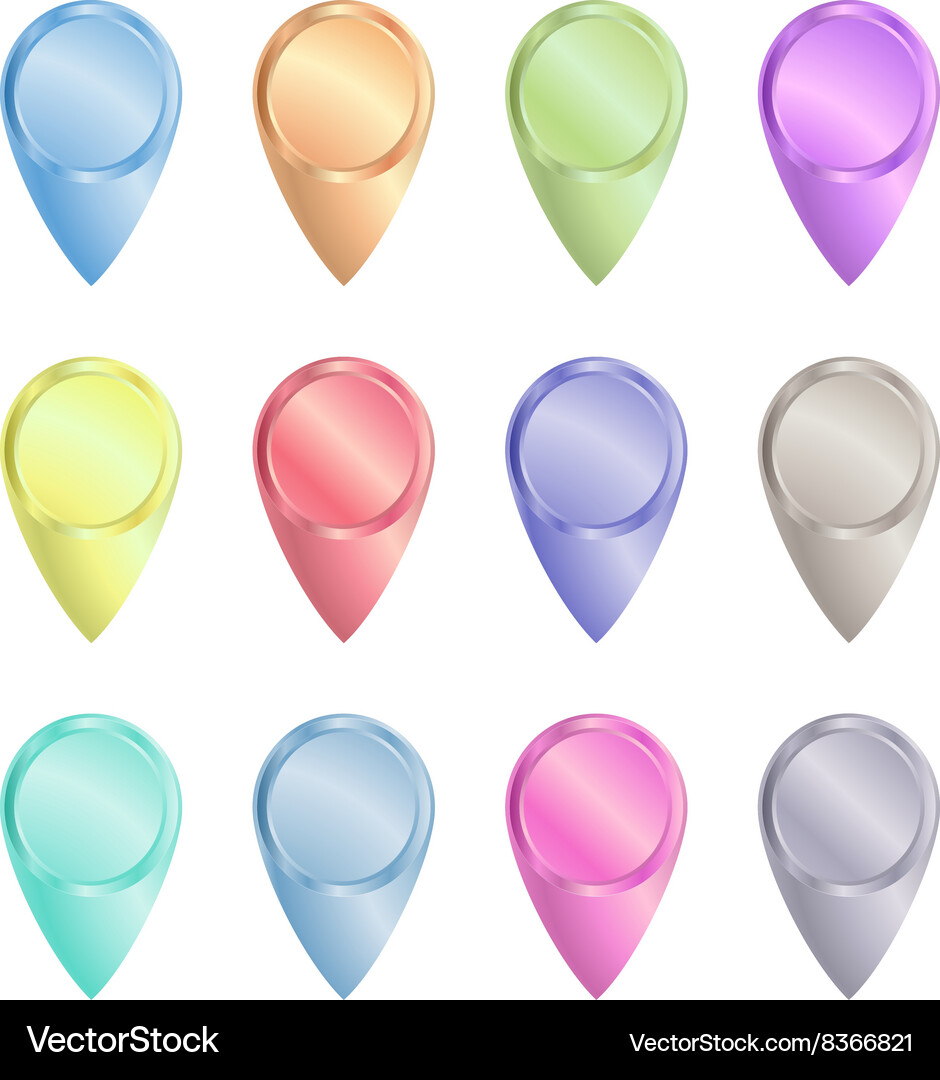 Set of blank labels on the map shimmering shiny Vector Image