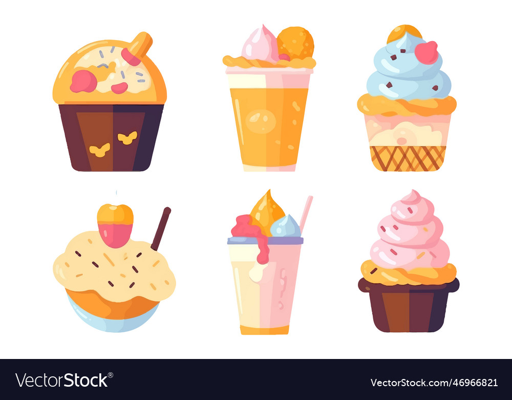 Set Of Pink Sweet Icecream Royalty Free Vector Image