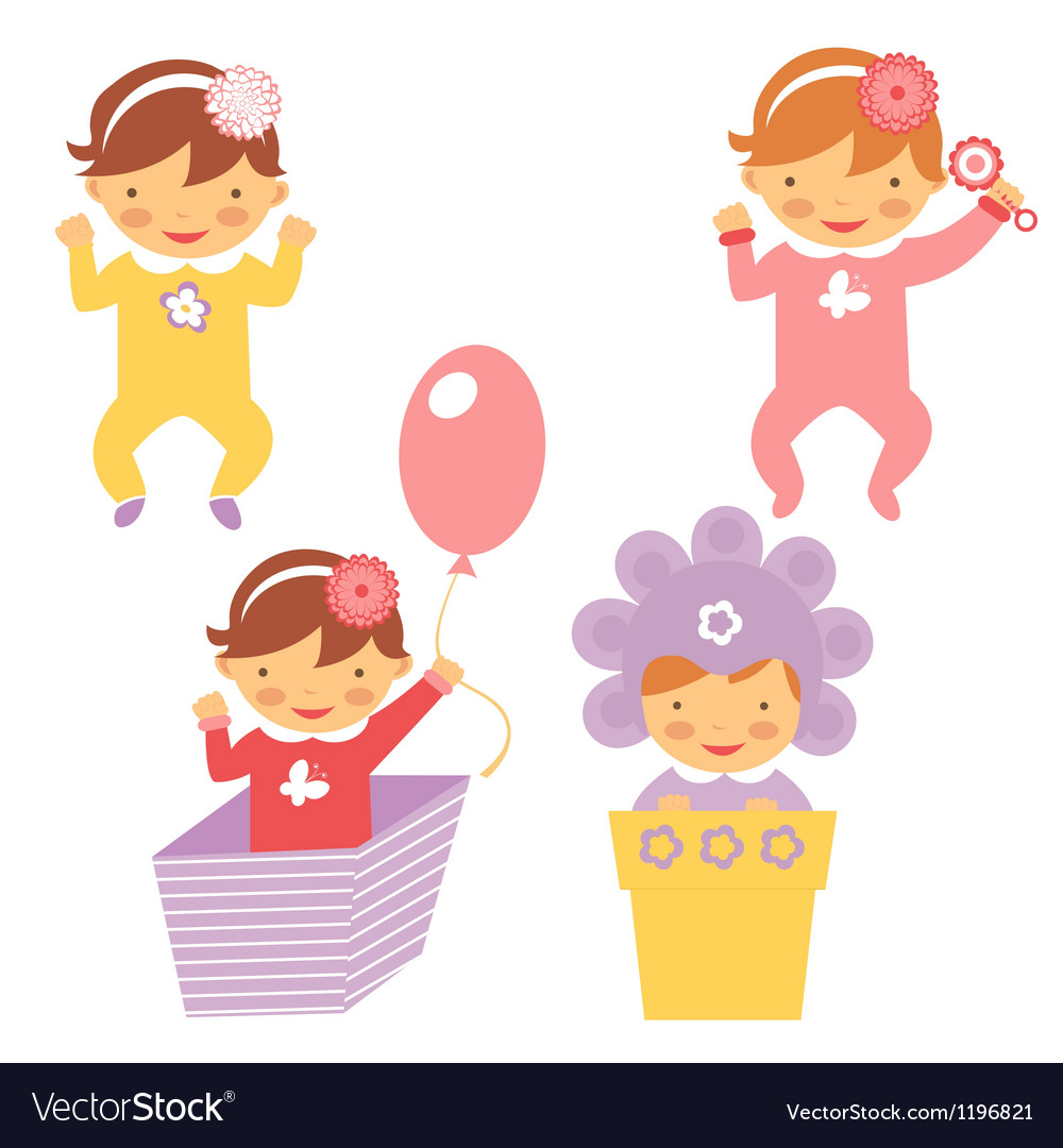 Spring babies set Royalty Free Vector Image - VectorStock