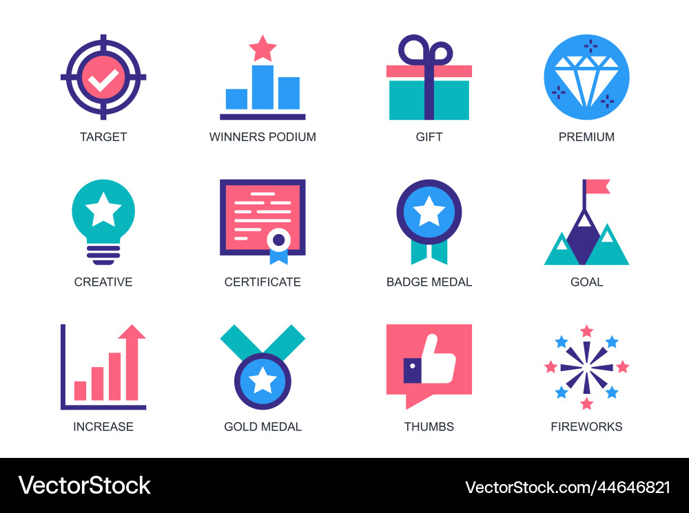 Success concept of web icons set in simple flat Vector Image