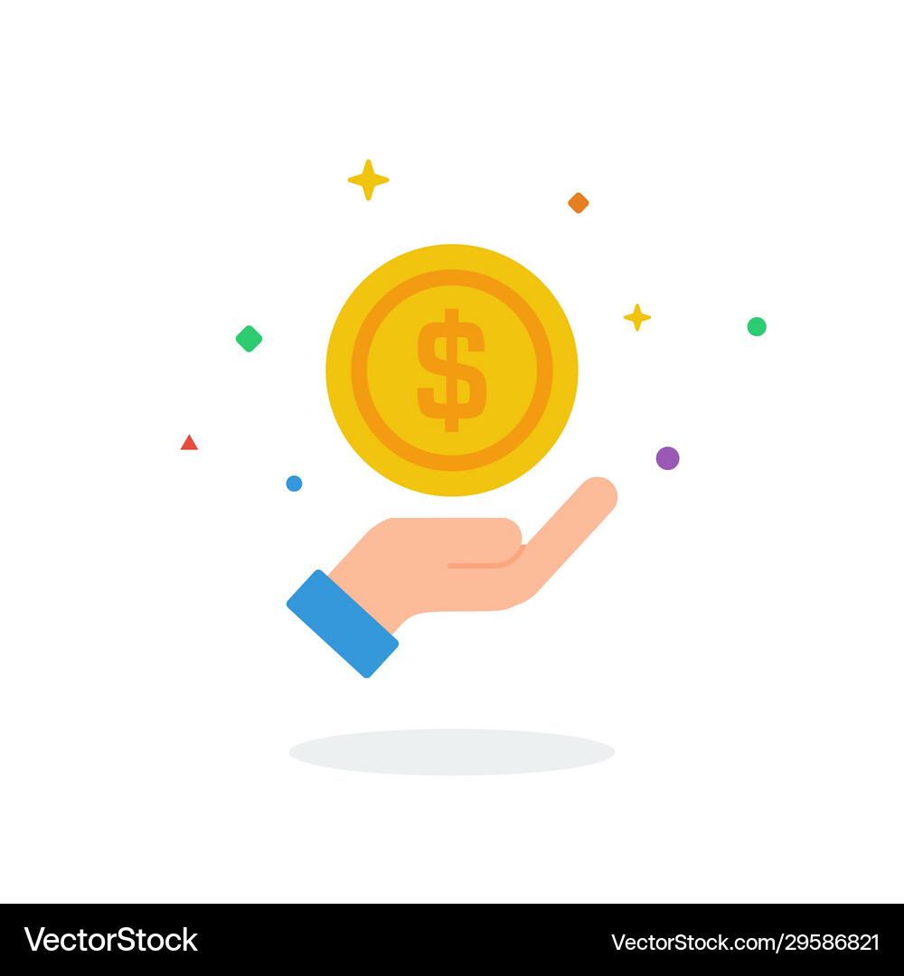 Unique flying save money coin flat badge icon Vector Image