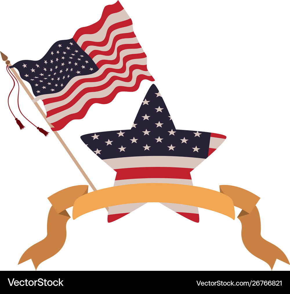 United states flag with star isolated icon Vector Image
