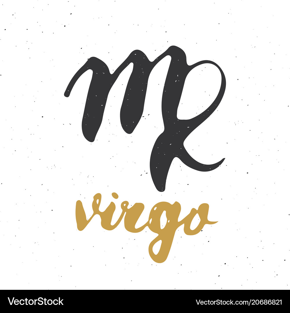 Zodiac sign virgo and lettering hand drawn Vector Image